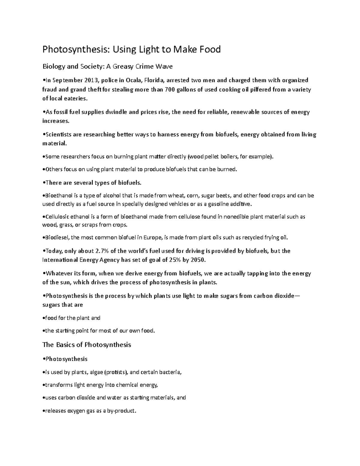 Document 23 - Photosynthesis: Using Light to Make Food - Photosynthesis ...