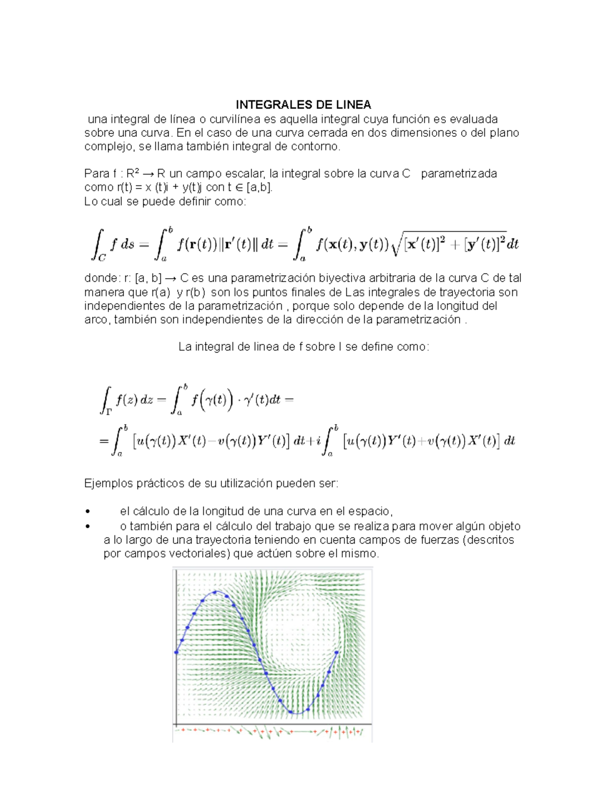 Investigacion Sobre Longitud de arco - INTEGRALES DE LINEA una integral ...