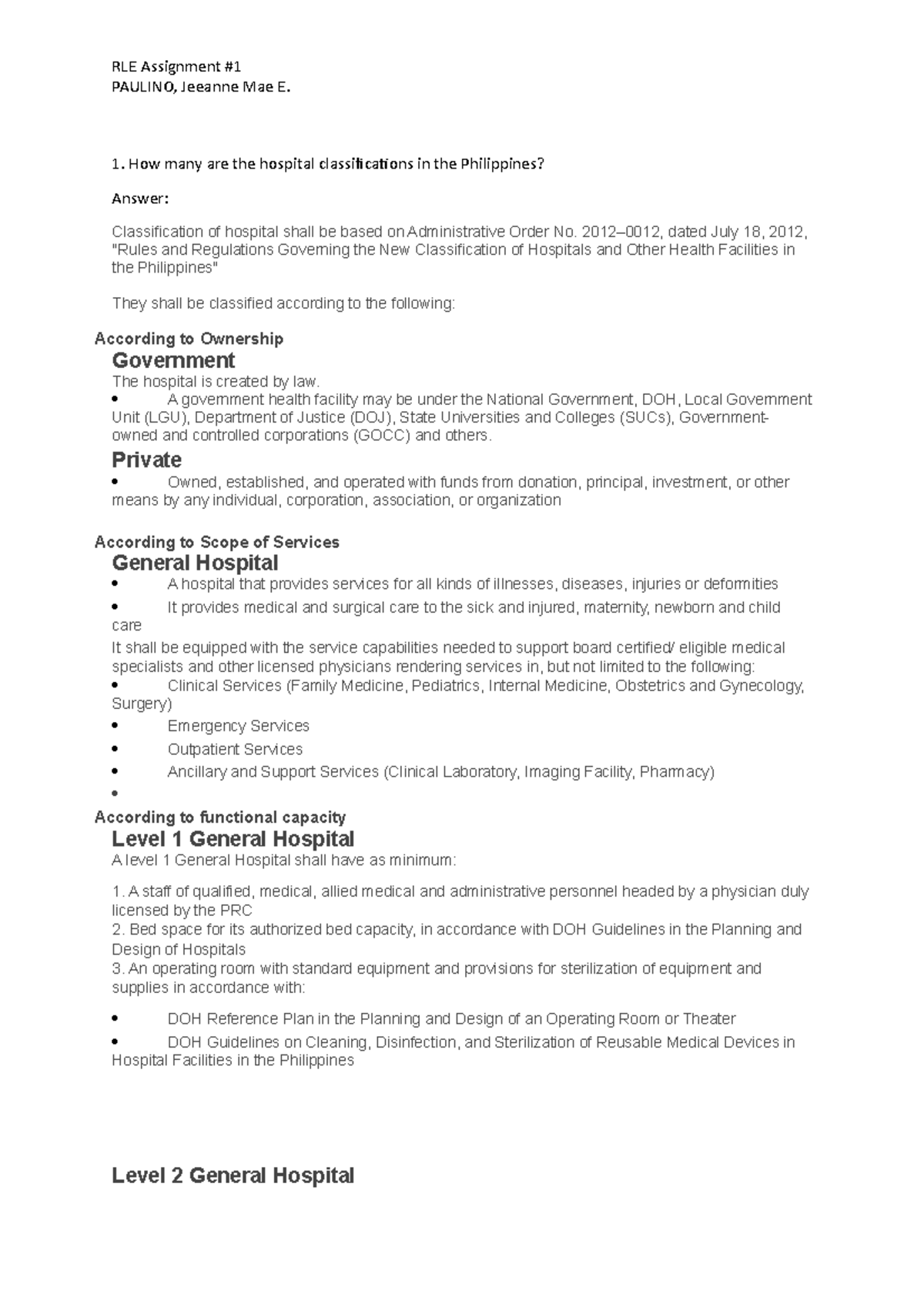RLE Clinical Assignment #1- Paulino, Jeeanne Mae E - Nursing - BSU ...