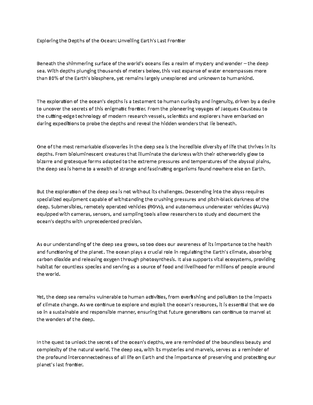 Depths Ocean - notes - Exploring the Depths of the Ocean: Unveiling ...