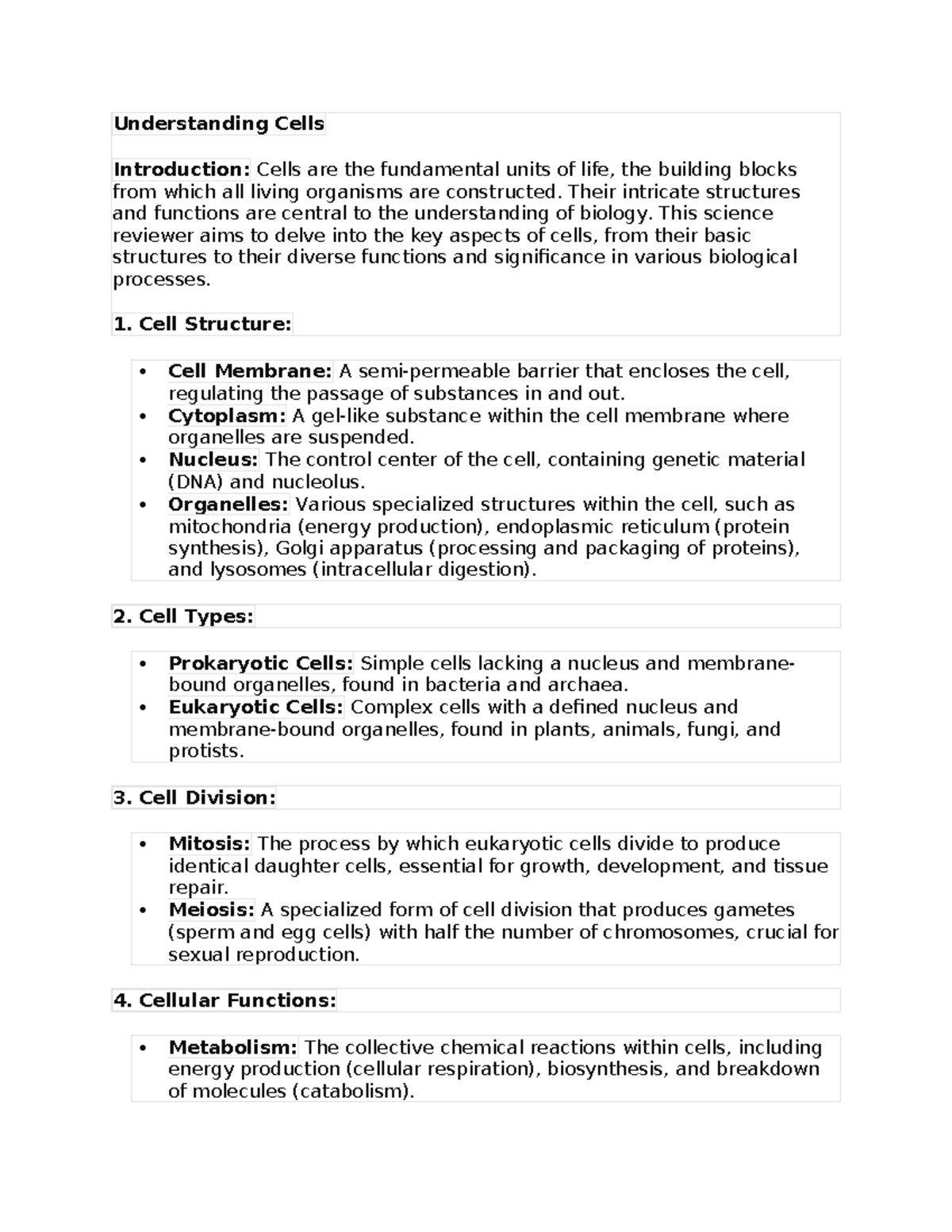 Understanding Cells - Understanding Cells Introduction: Cells are the ...
