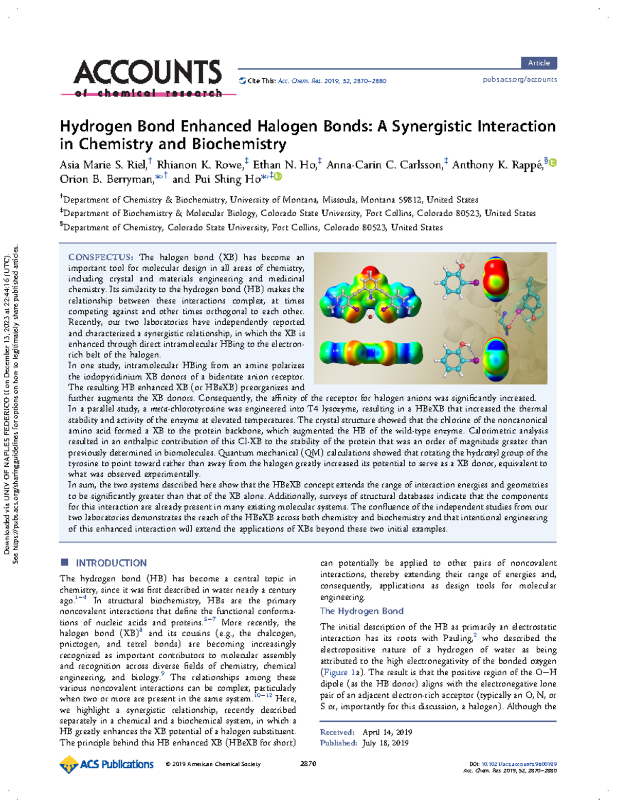 Riel et al 2019 hydrogen bond enhanced halogen bonds a synergistic ...
