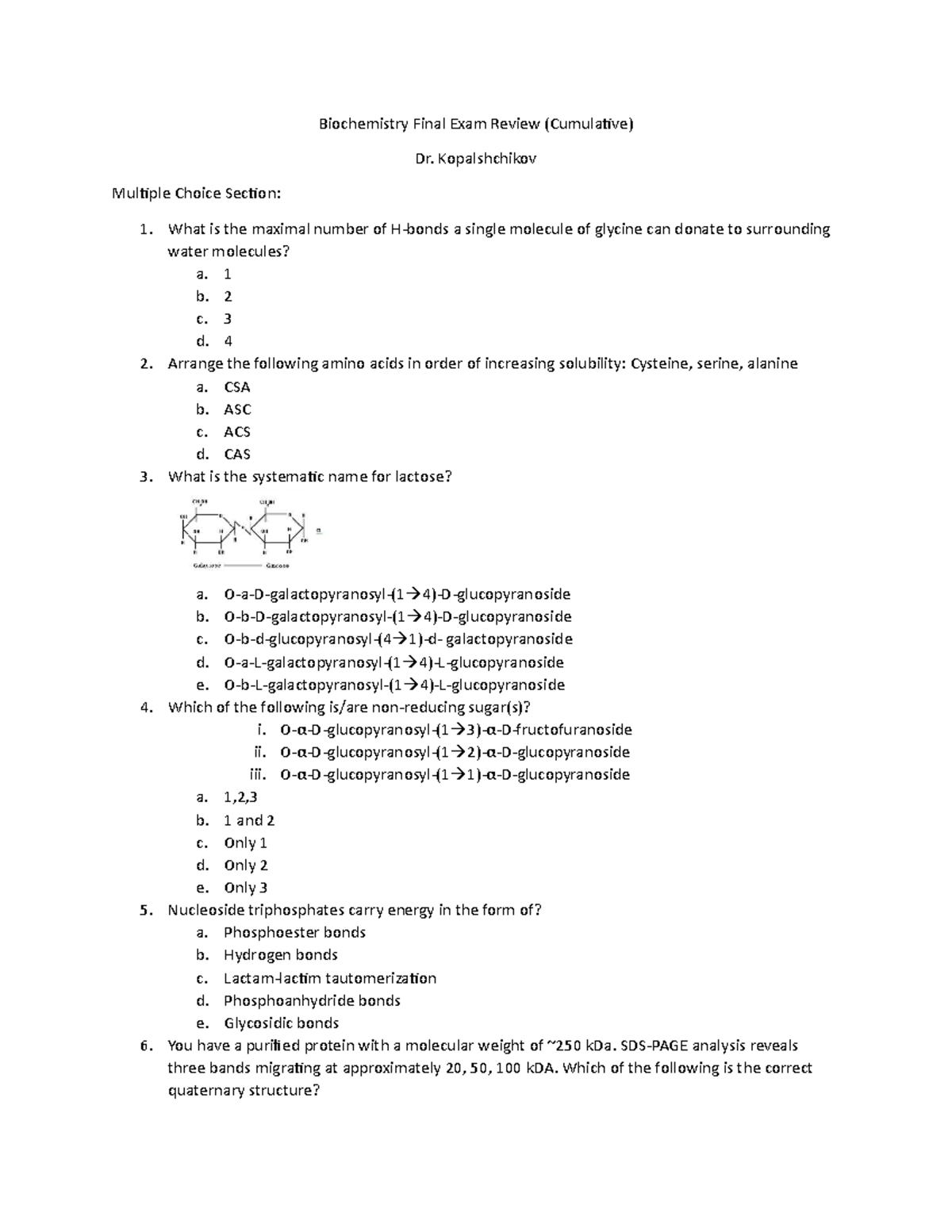 Biochemistry-final-exam-review 2 - Biochemistry Final Exam Review ...
