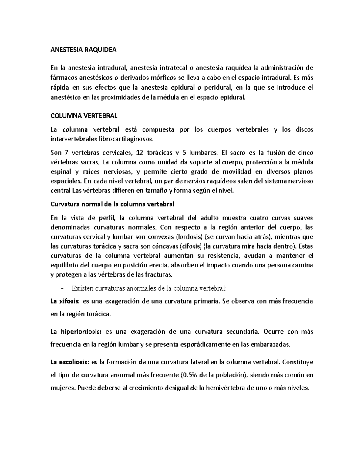 Anestesia Raquidea Y Epidural - ANESTESIA RAQUIDEA En la anestesia ...