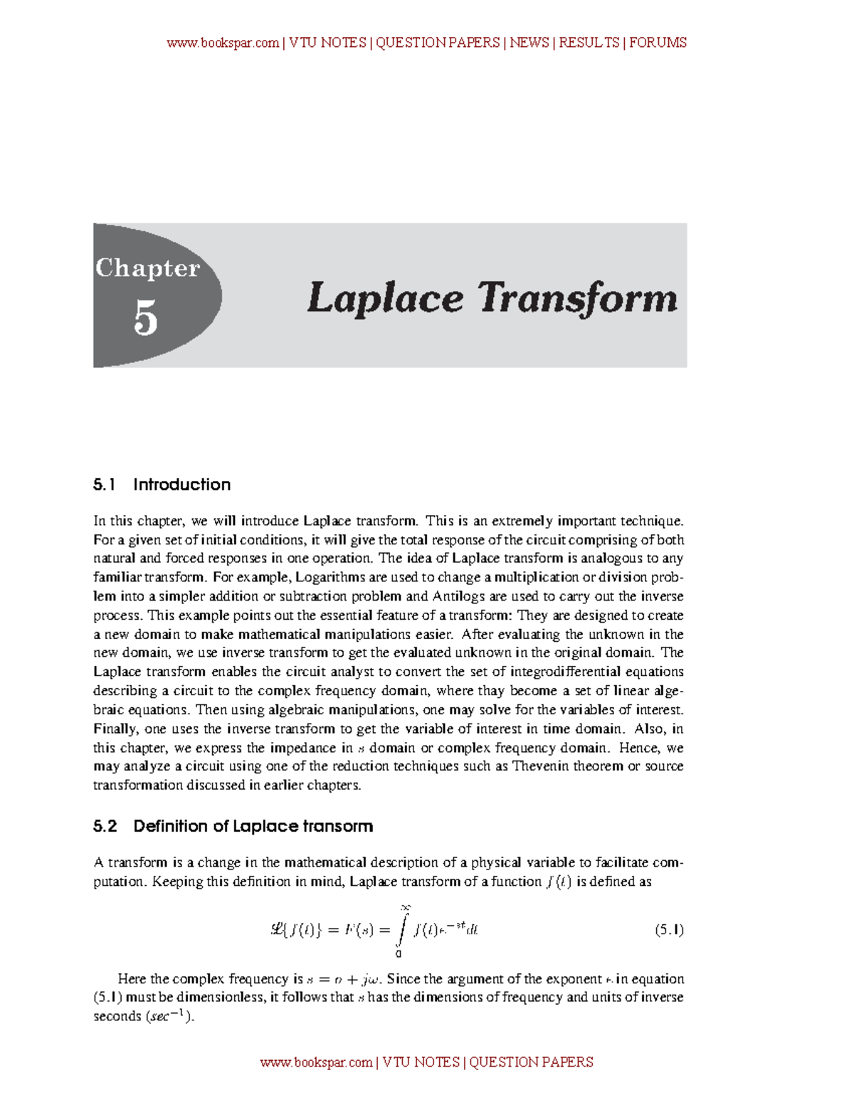 Chapter 5 Laplace Tranforms - 5 Introduction In this chapter, we will ...