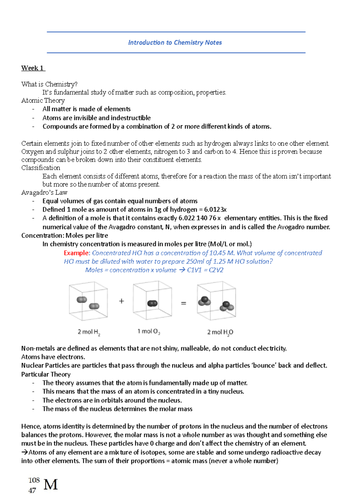 Introduction to Chemistry Notes - Studocu