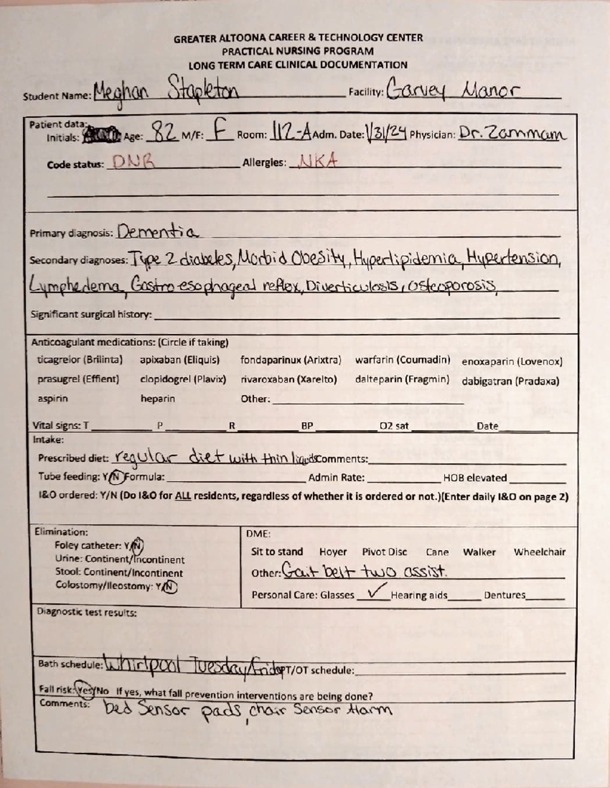 10-4-24 clinical papers - Patient data: Sadent Name Meahan Stapkton ...