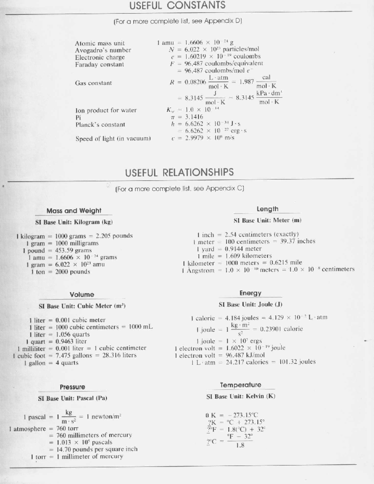 Constants Conversion Factors - Química general - Studocu