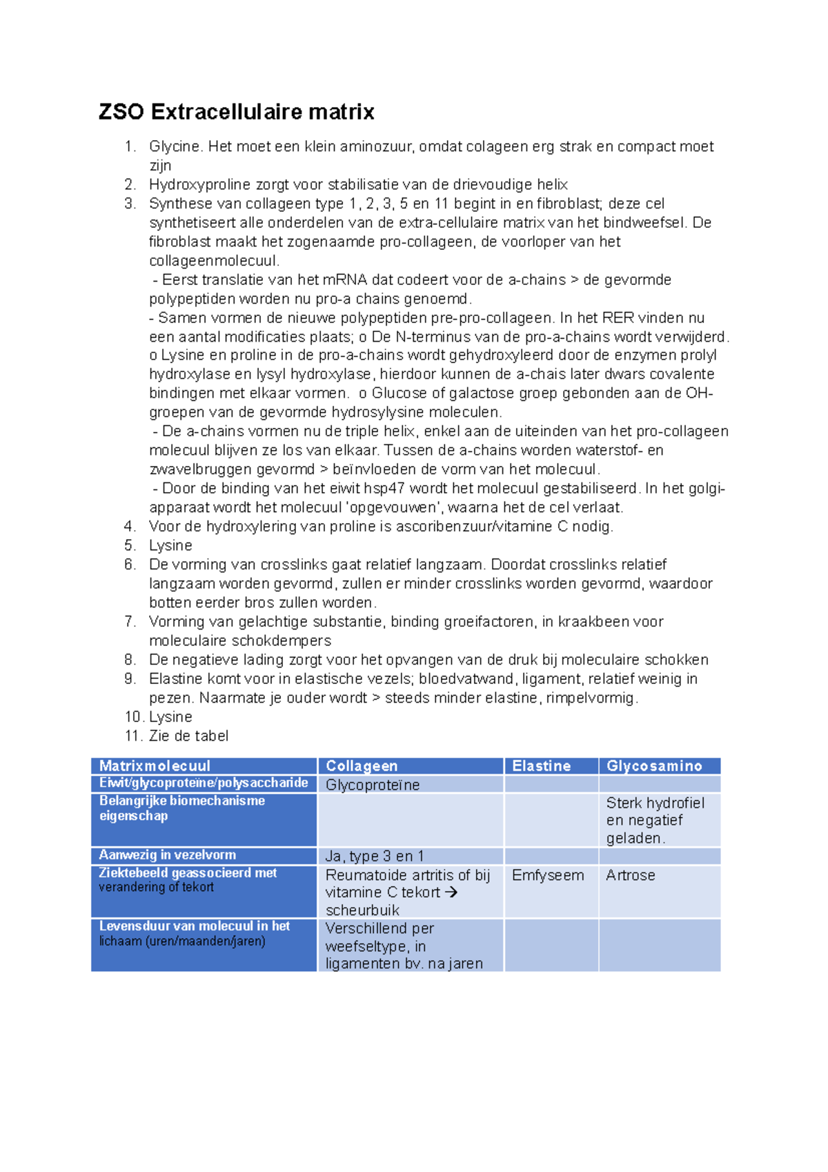 ZSO Extracellulaire matrix - ZSO Extracellulaire matrix Glycine. Het ...