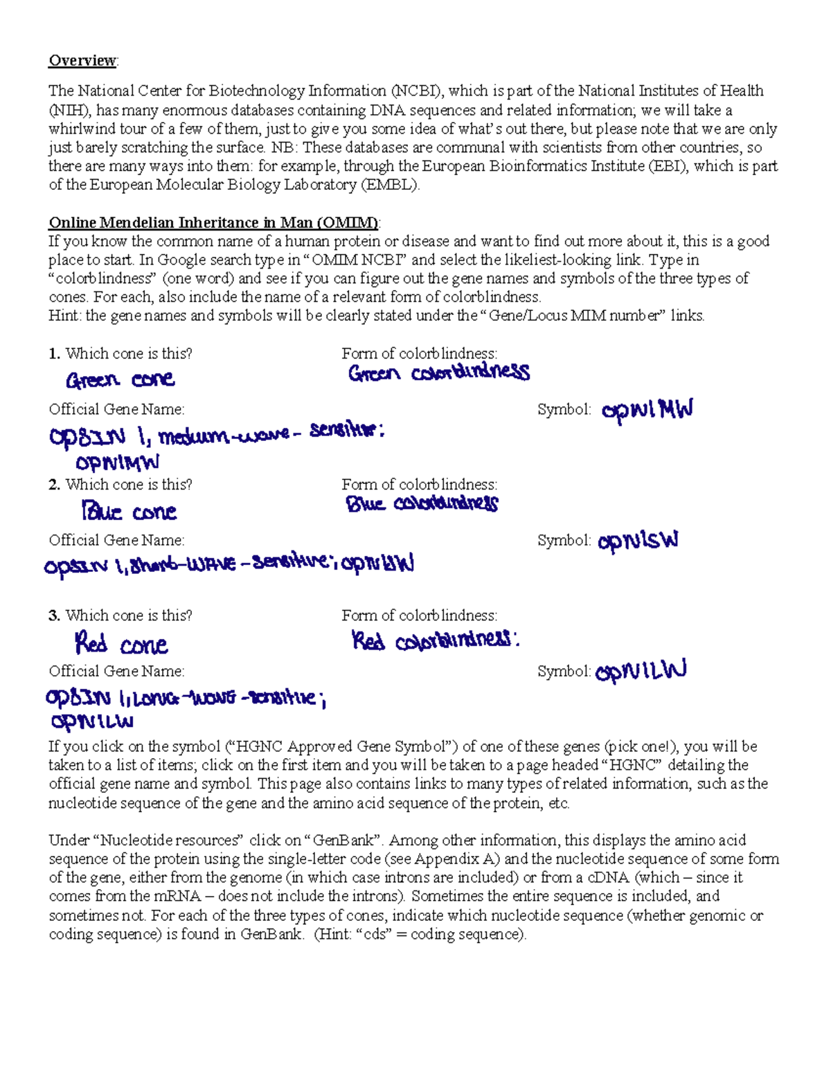 DNA+decoding+exercise - Overview: The National Center for Biotechnology ...