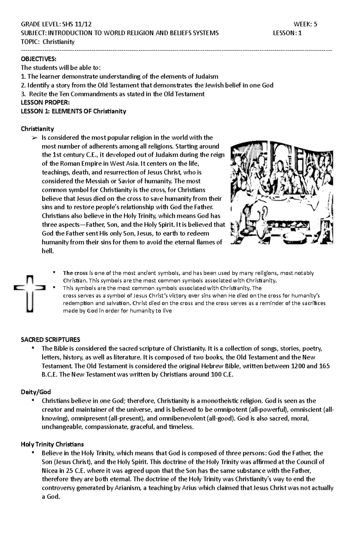 Religion WEEK 5- Lesson 1 - GRADE LEVEL: SHS 11/12 WEEK: 5 SUBJECT ...