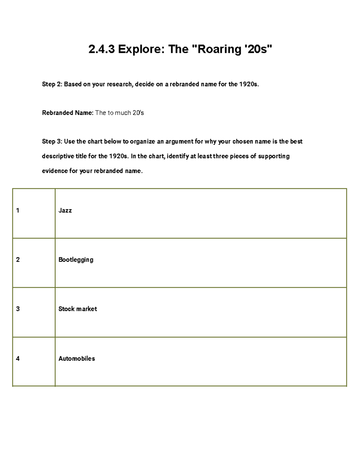 2.4.3 Explore The Roaring '20s - 2.4 Explore: The "Roaring '20s" Step 2 ...