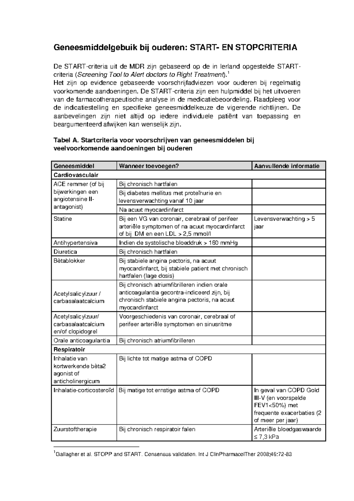 Start en stop criteria bij ouderen - Coschap Psychiatrie, Ouderen ...
