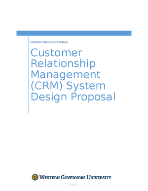 Crm Design Requirements - CRM Requirements American Video Game Company ...