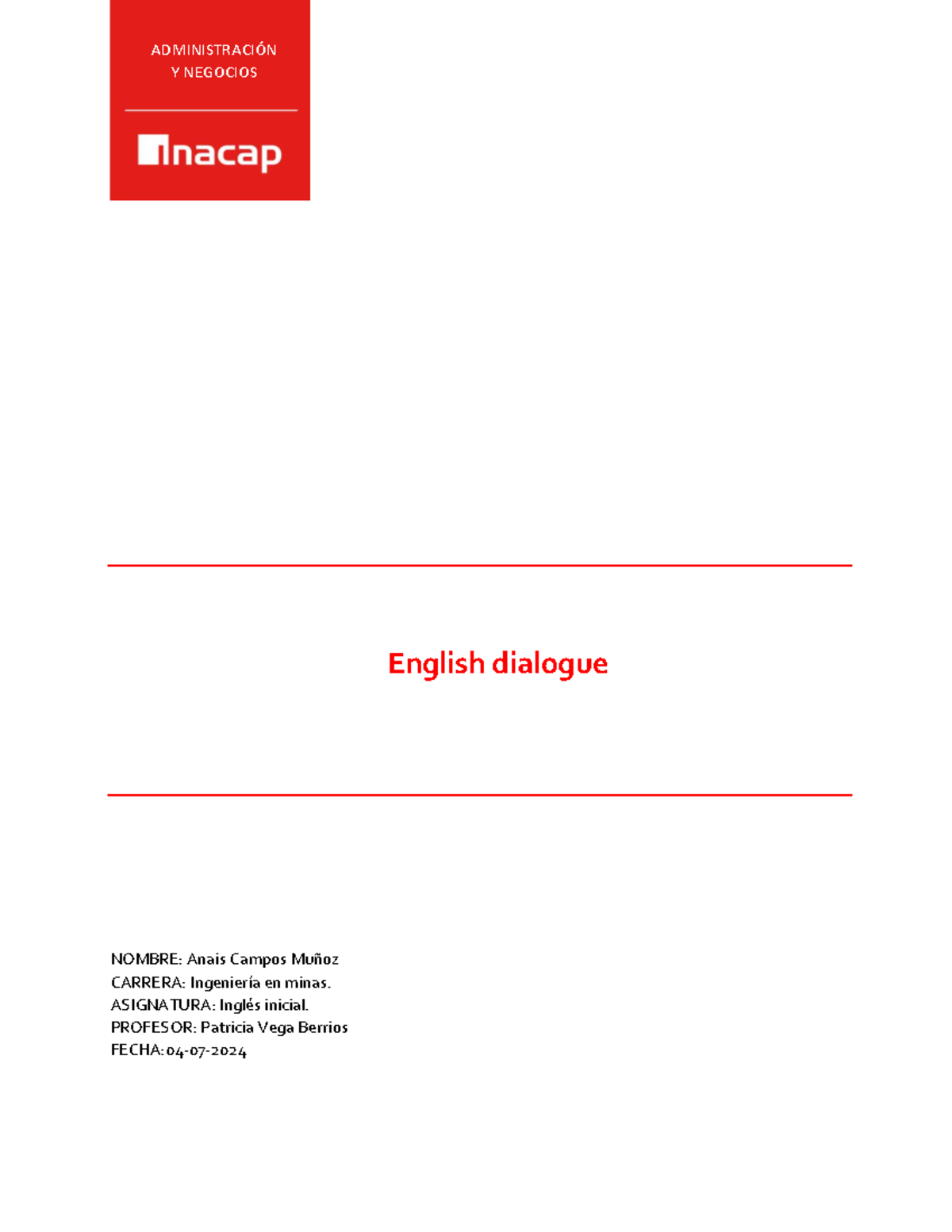 Anais campos - 67 me saque - ADMINISTRACIÓN Y NEGOCIOS English dialogue ...