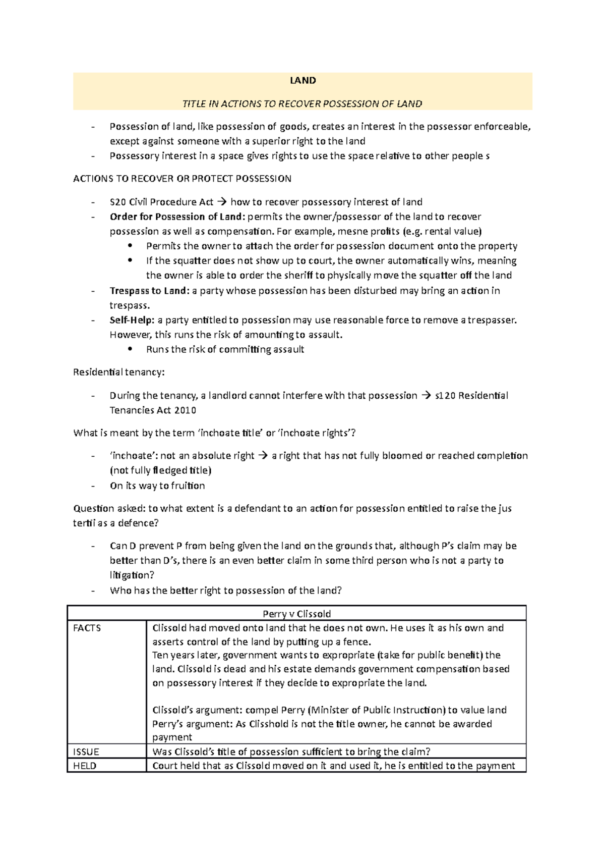 Lecture 13 Prep (8A) Adverse Possession - LAND TITLE IN ACTIONS TO ...