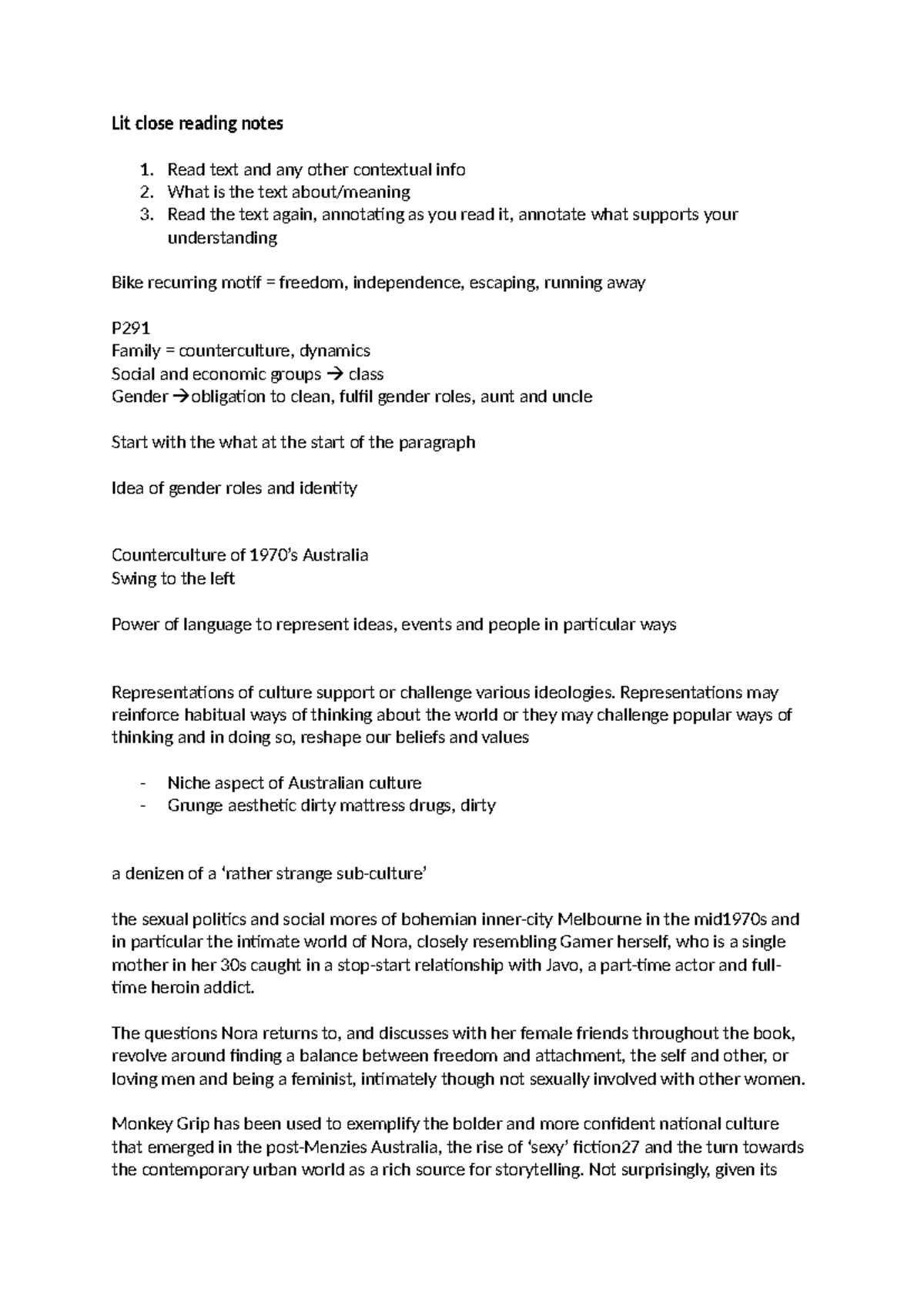 Lit close reading notes 2023 - Lit close reading notes 1. Read text and ...