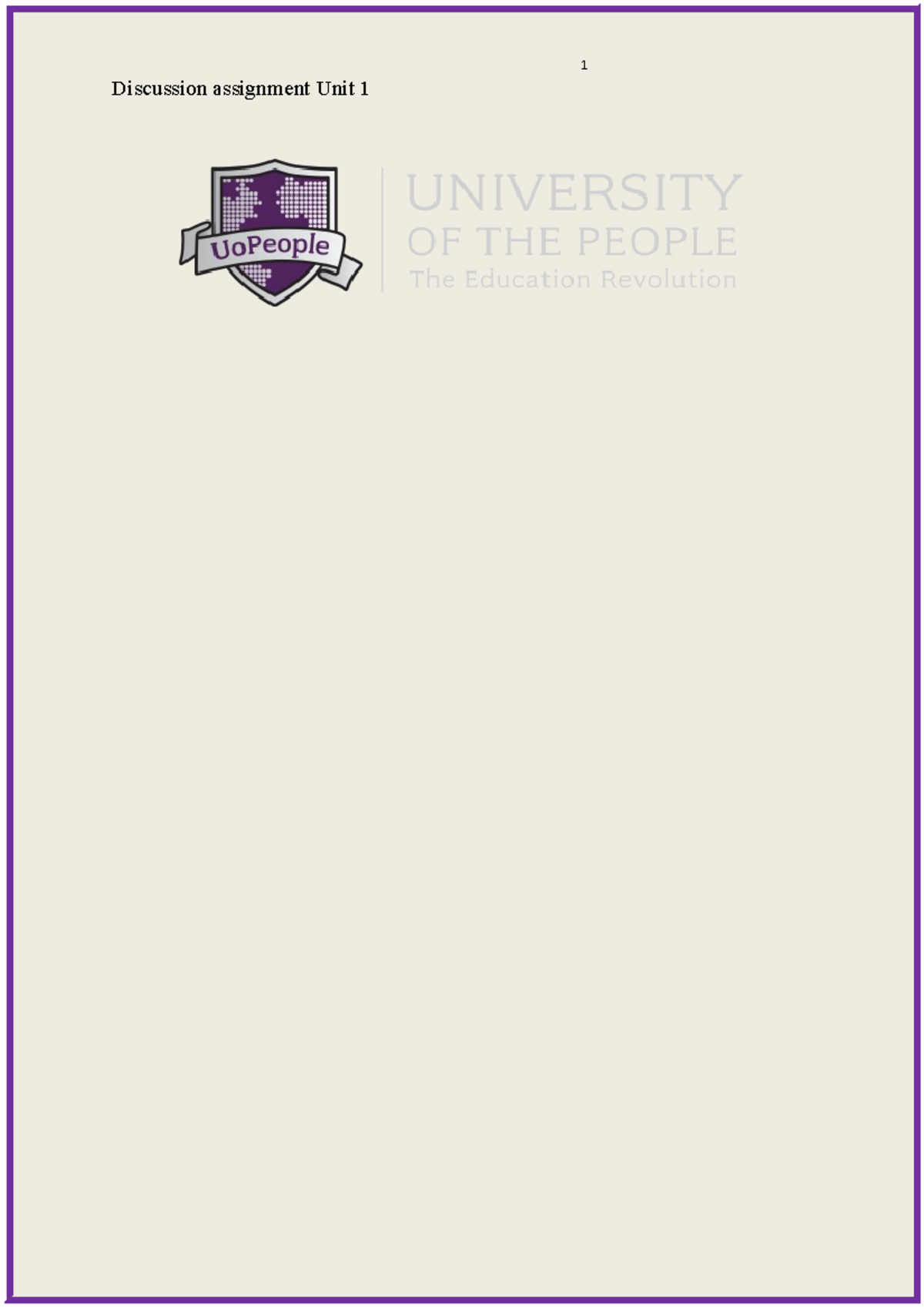 MATH 1201 Discussion Unit 1 - Discussion assignment Unit Discussion ...