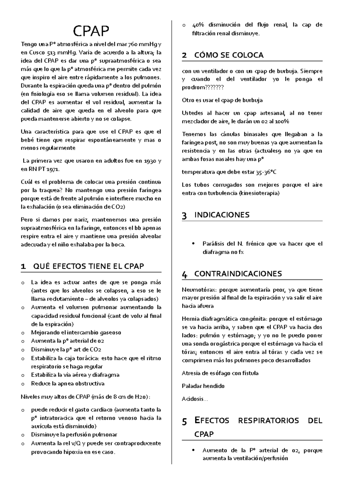 CPAP- Oxigeno - Apuntes del curso de Pediatria tema : CPAP - CPAP Tengo ...
