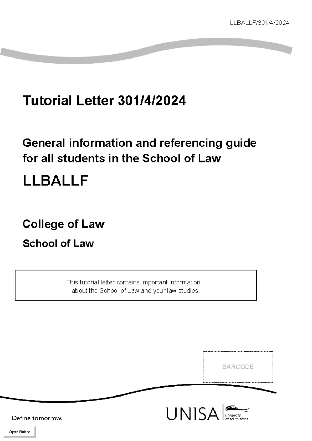 301 2024 4 b 2 - LLBALLF/301/4/202 4 Tutorial Letter 301/4/202 4 ...