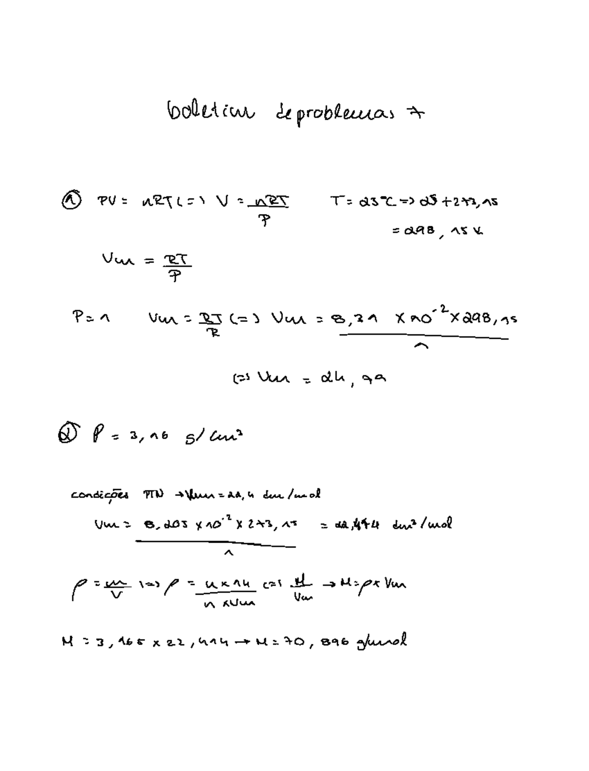 Boletim de problemas 7 - boletim de problemas PU ART 1 1 V E TE 252 725 273, 298 15 K Um Rf Pan ...