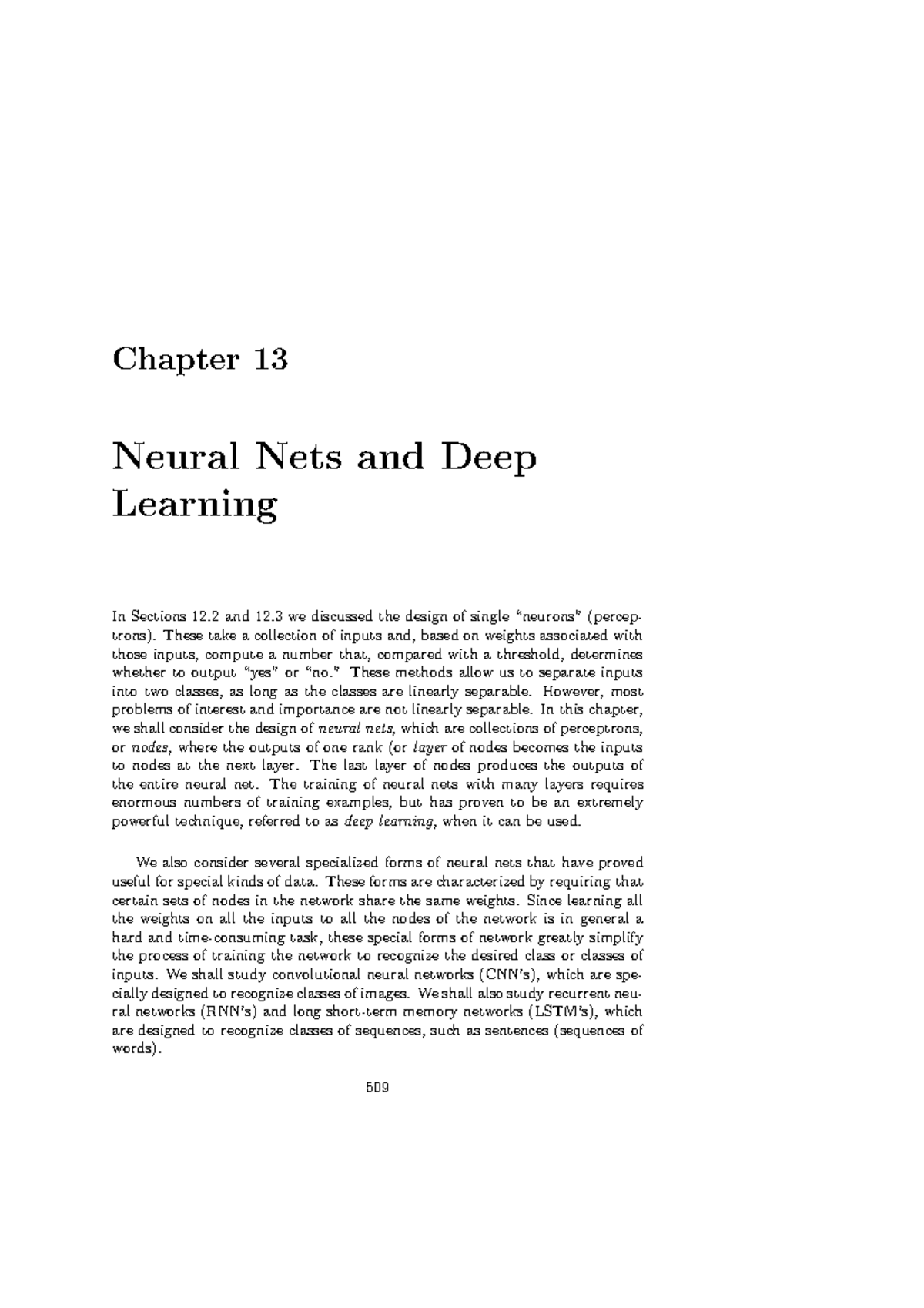 Ch13-2 - Chapter 13 Neural Nets and Deep Learning In Sections 12 and 12 we discussed the design ...