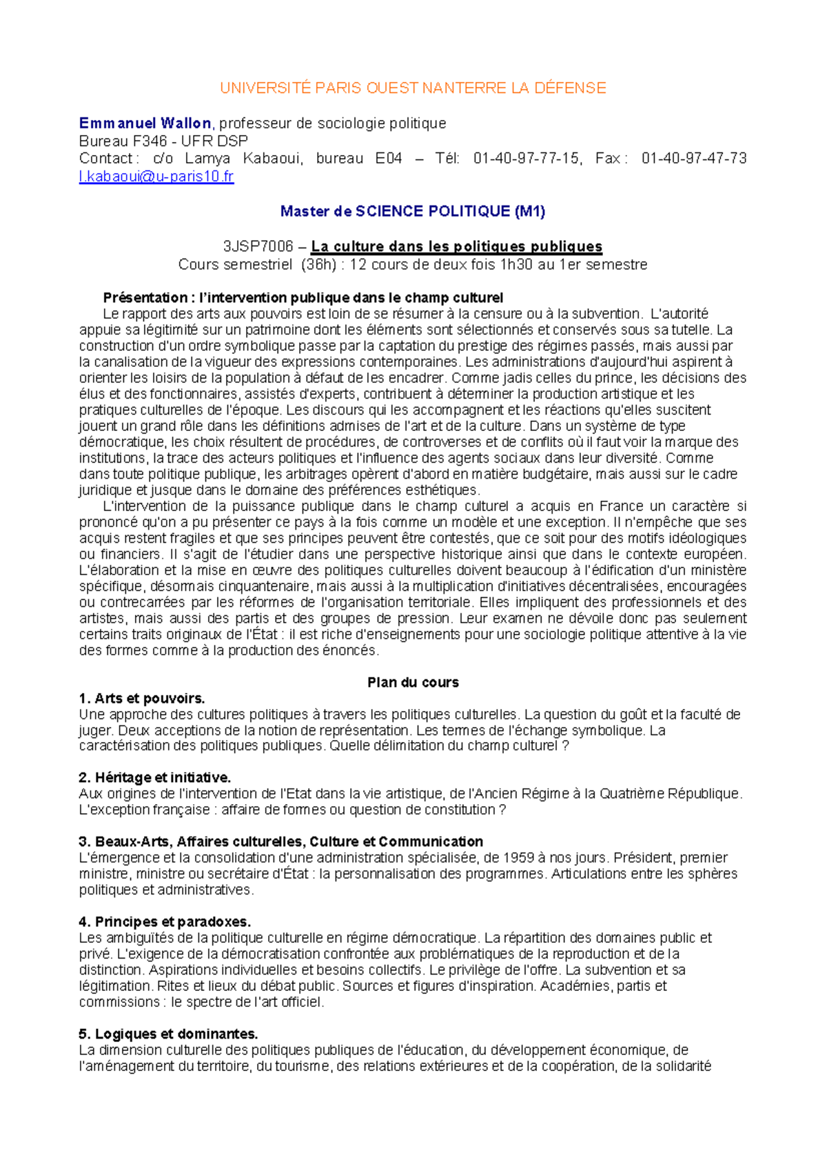 M1-Sc Po-plan de-cours-EWallon-1 - UNIVERSITÉ PARIS OUEST NANTERRE LA ...