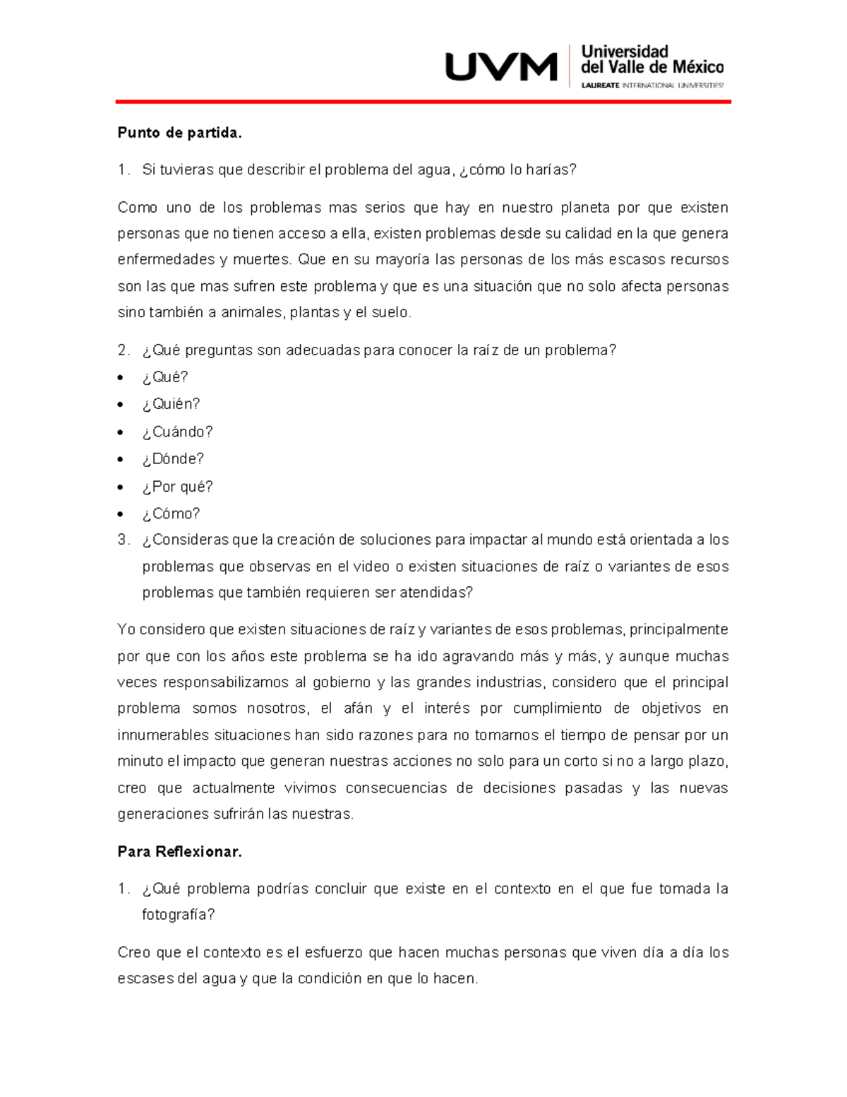 Diario DE Reflexiones Unidad 4 Identificación DE Problemas - Punto de partida. Si tuvieras que ...