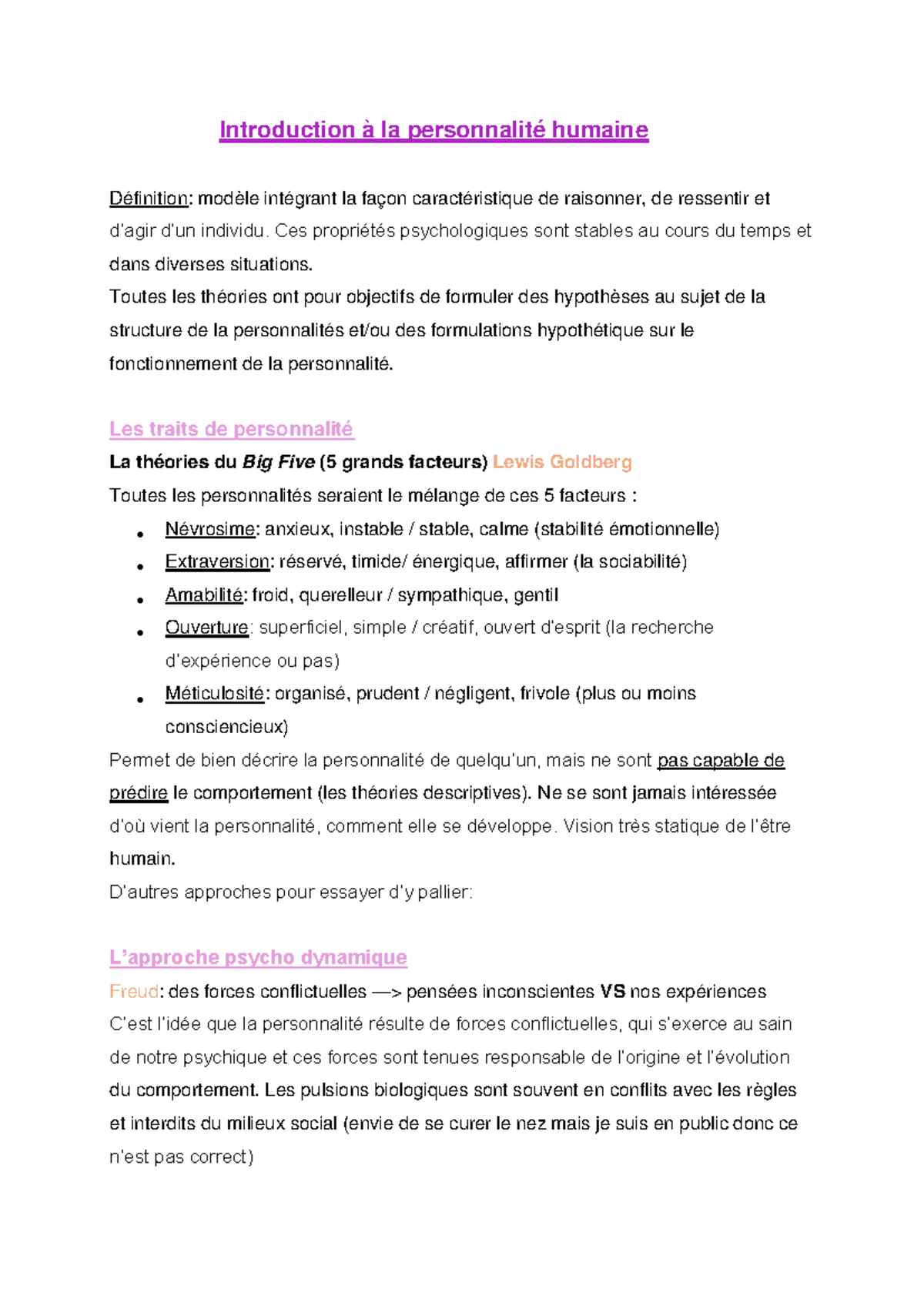 Personnalité humaine - Introduction à la personnalité humaine ...