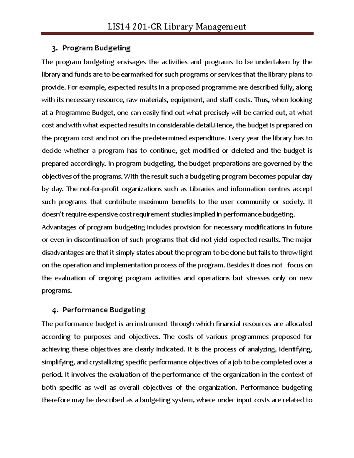 3. Program Budgeting - LIS14 201-CR Library Management 3. Program ...