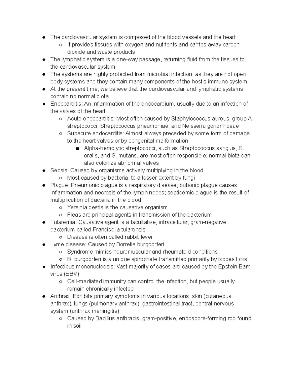 Microbiology Chapter 20 Summary - The cardiovascular system is composed ...
