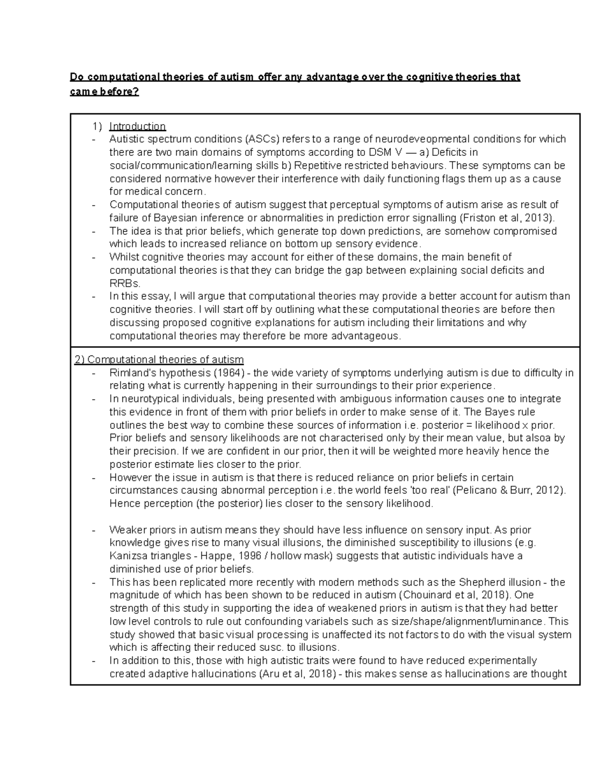 Computational Theories 2 Do Computational Theories Of Autism Offer Any Advantage Over The