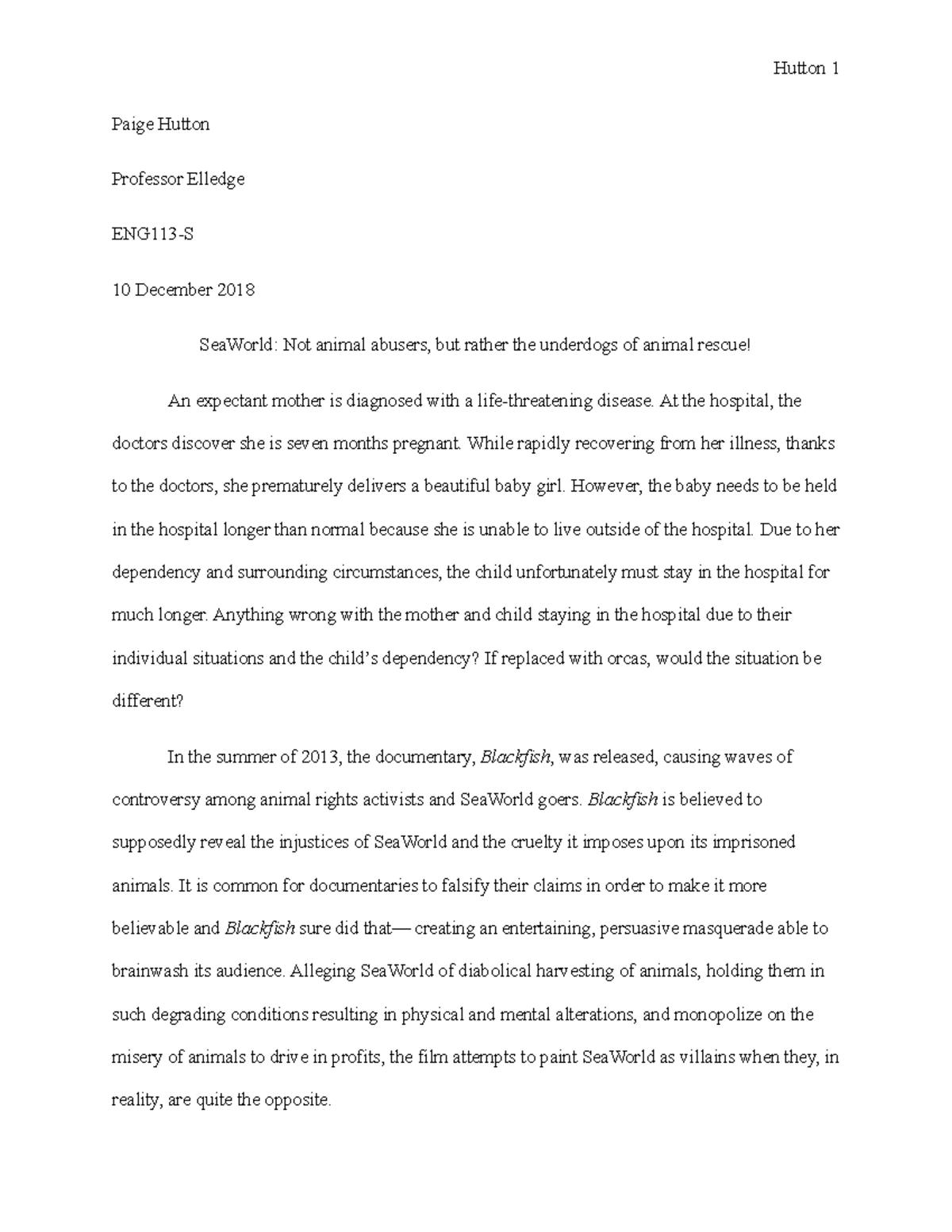 Composition Position Paper - Paige Hutton Professor Elledge ENG113-S 10 ...