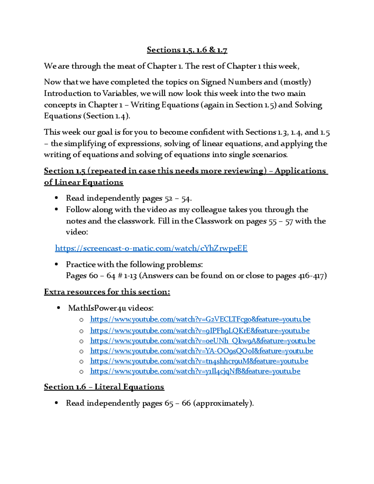 Sections 1 - essay - Sections 1, 1 & 1. We are through the meat of ...