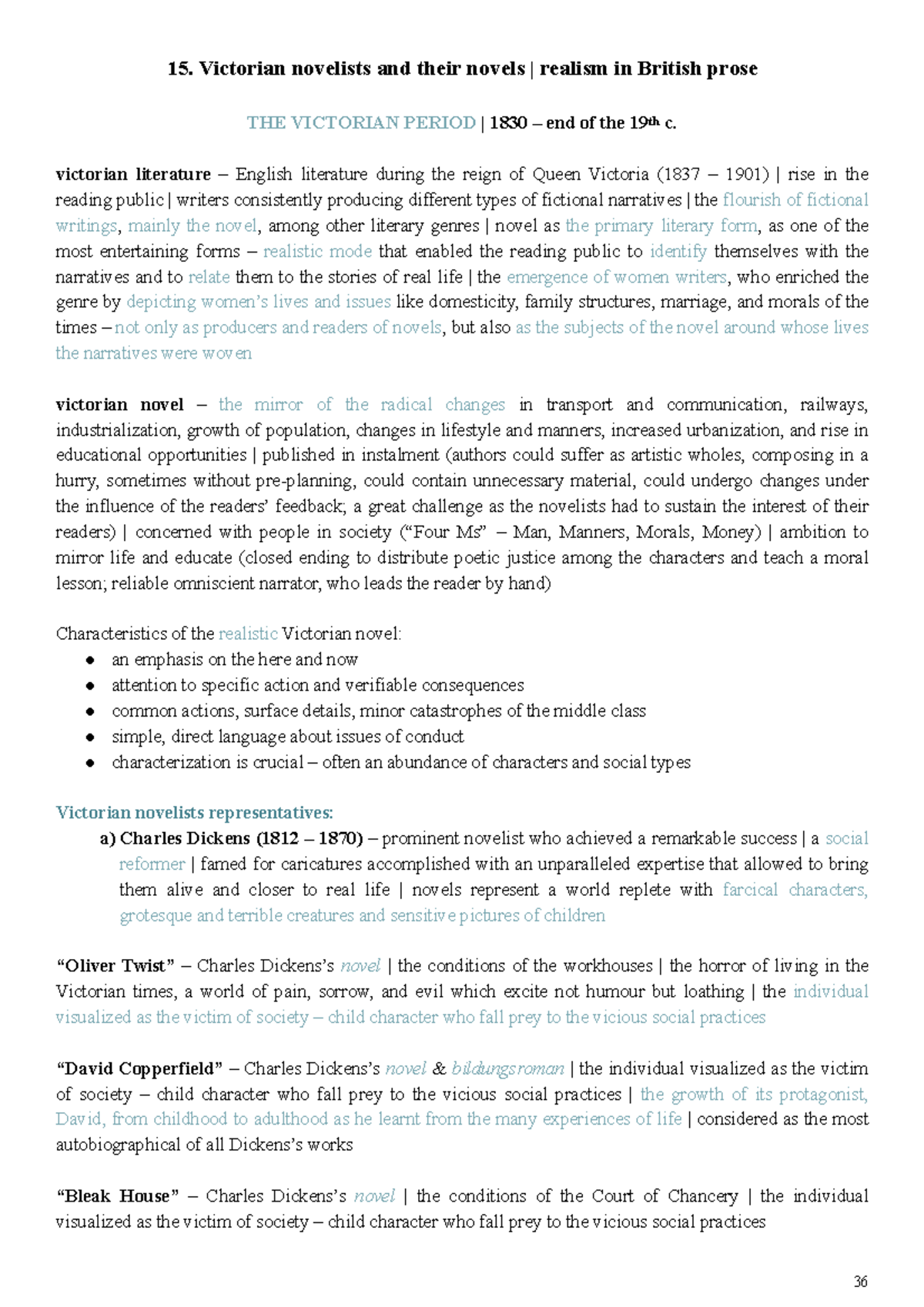 Topic 15 for the BA - Victorian novelists and their novels | realism in ...