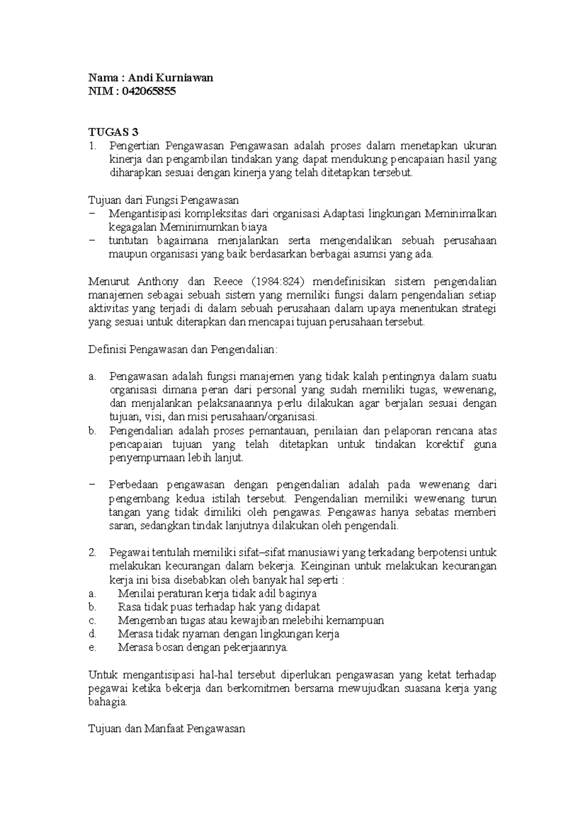 ANDI Kurniawan 042065855 T3 ISIP4111 - Nama : Andi Kurniawan NIM : 042065855 TUGAS 3 Pengertian ...