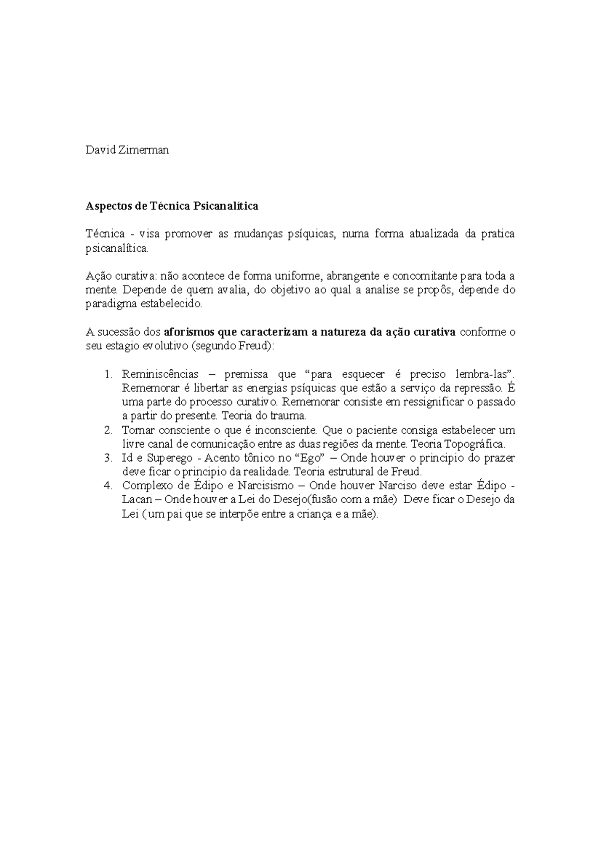 David Zimerman Resumo Insight - David Zimerman Aspectos de Técnica ...