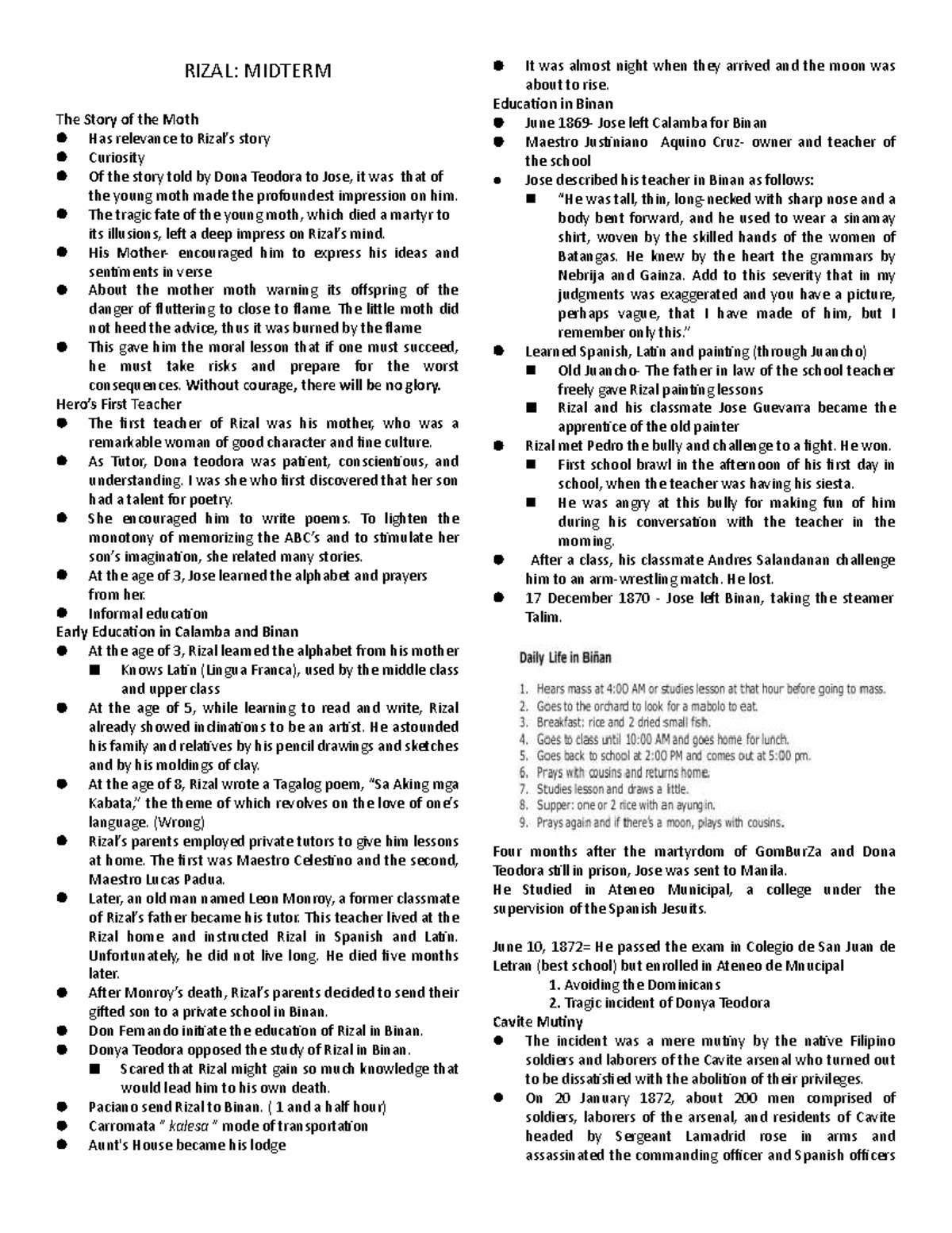 Rizal - RIZAL: MIDTERM The Story of the Moth Has relevance to Rizal’s ...