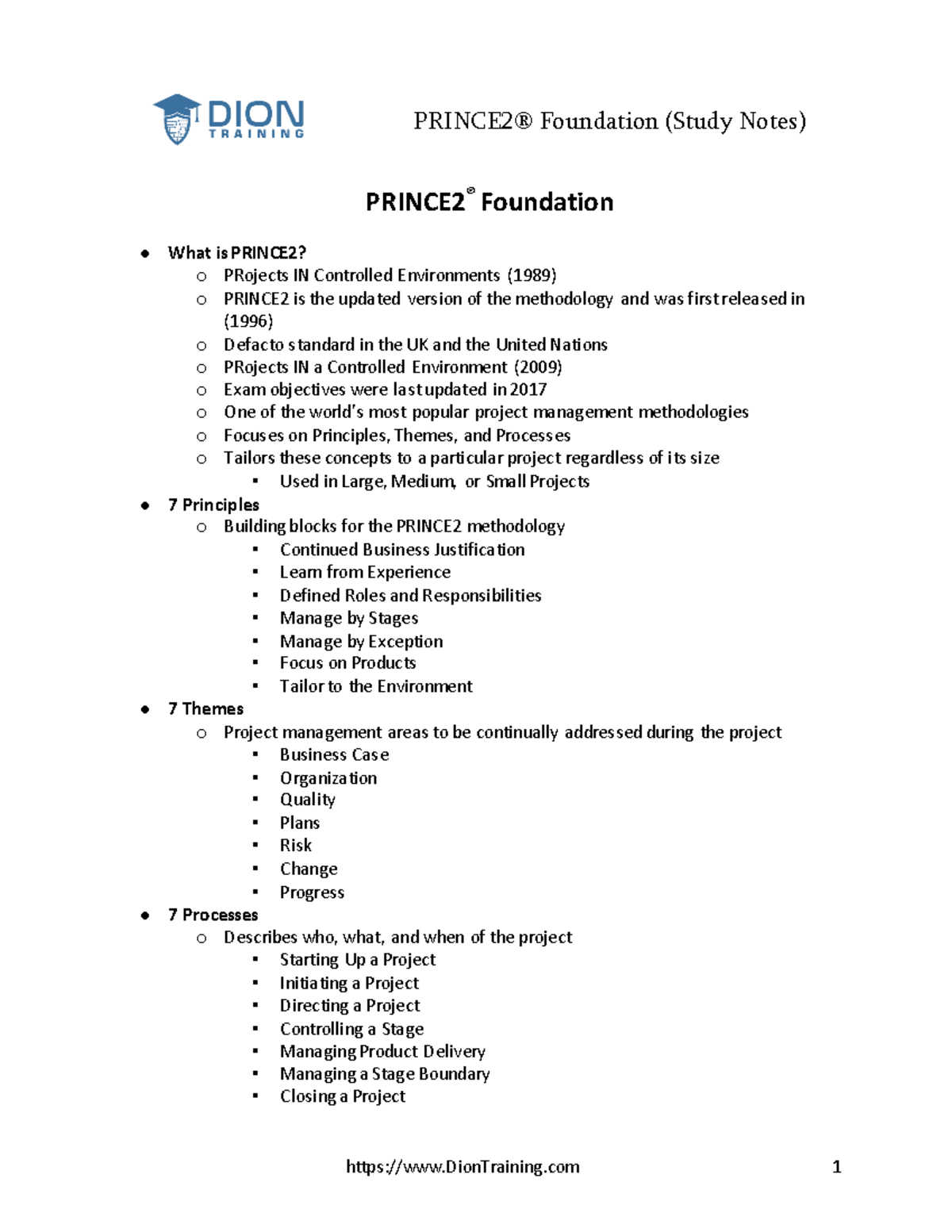 DION Prince 2® Foundation (Study Notes) - PRINCE ® Foundation What is ...