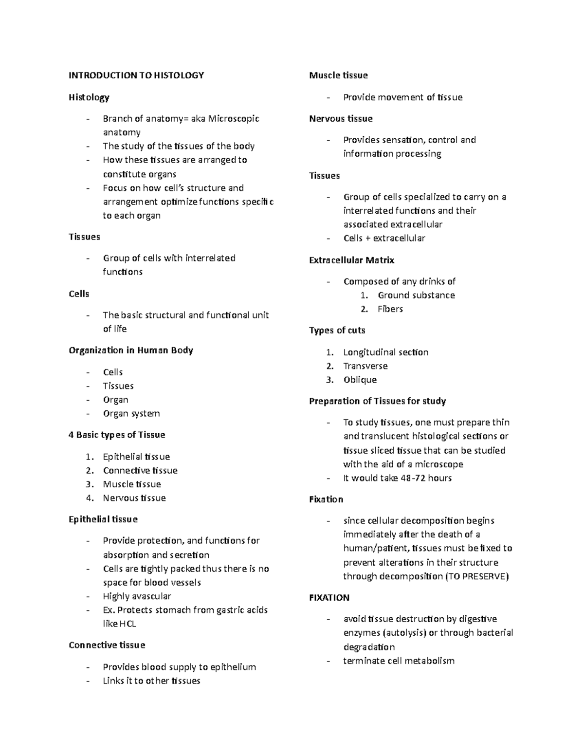 Introduction-TO- Histology - INTRODUCTION TO HISTOLOGY Histology ...