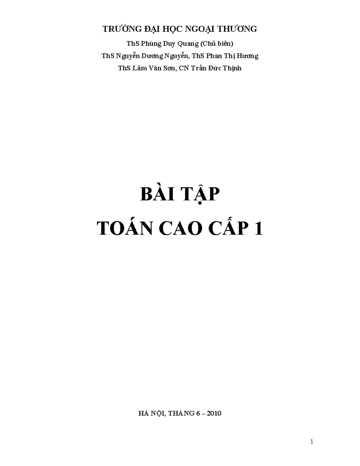 Sach tham khao Bai tap TCC1 - TRƯỜNG ĐẠI HỌC NGOẠI THƯƠNG ThS Phùng Duy ...