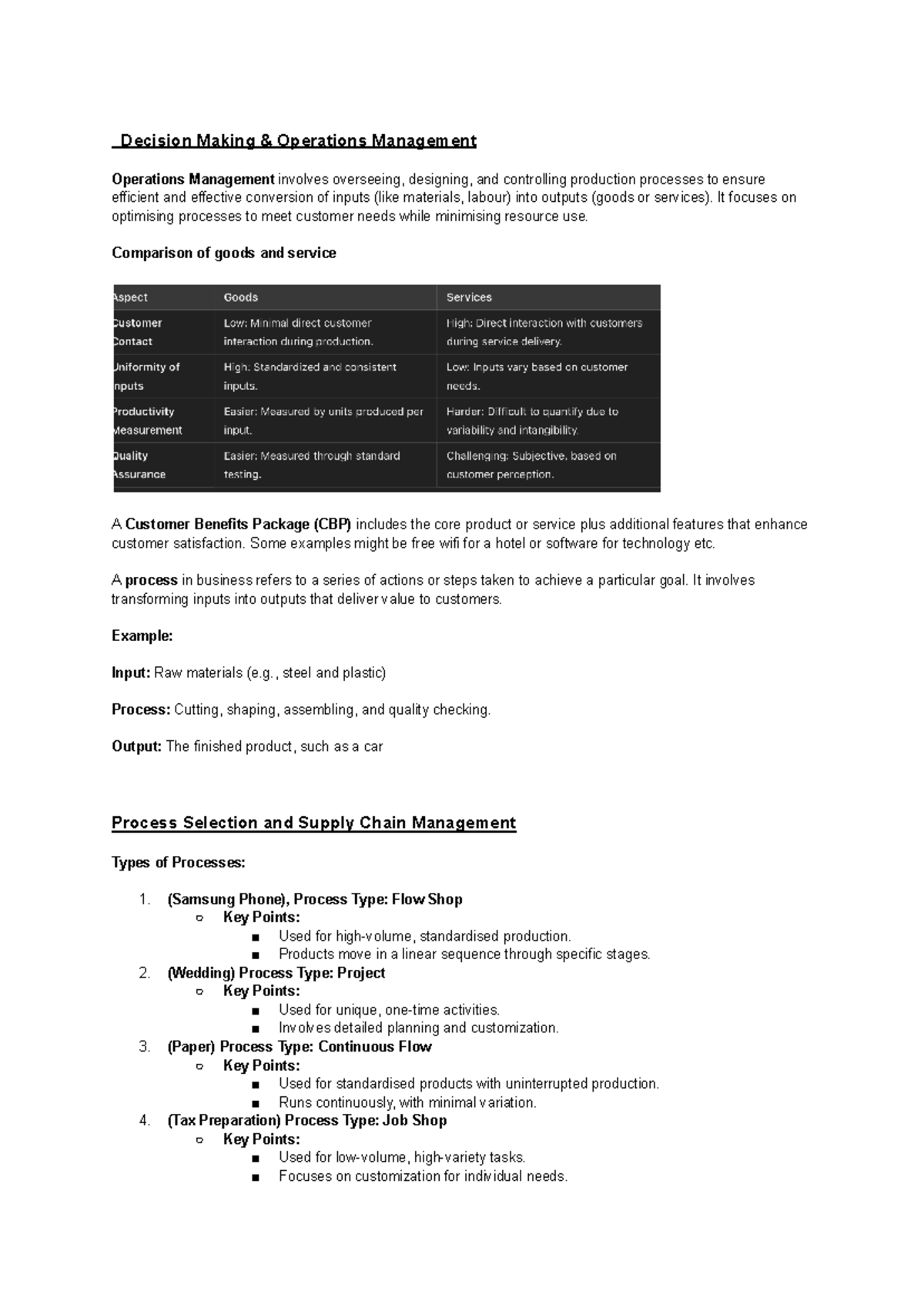 MGMT170 Cheat Sheet - Decision Making & Operations Management ...