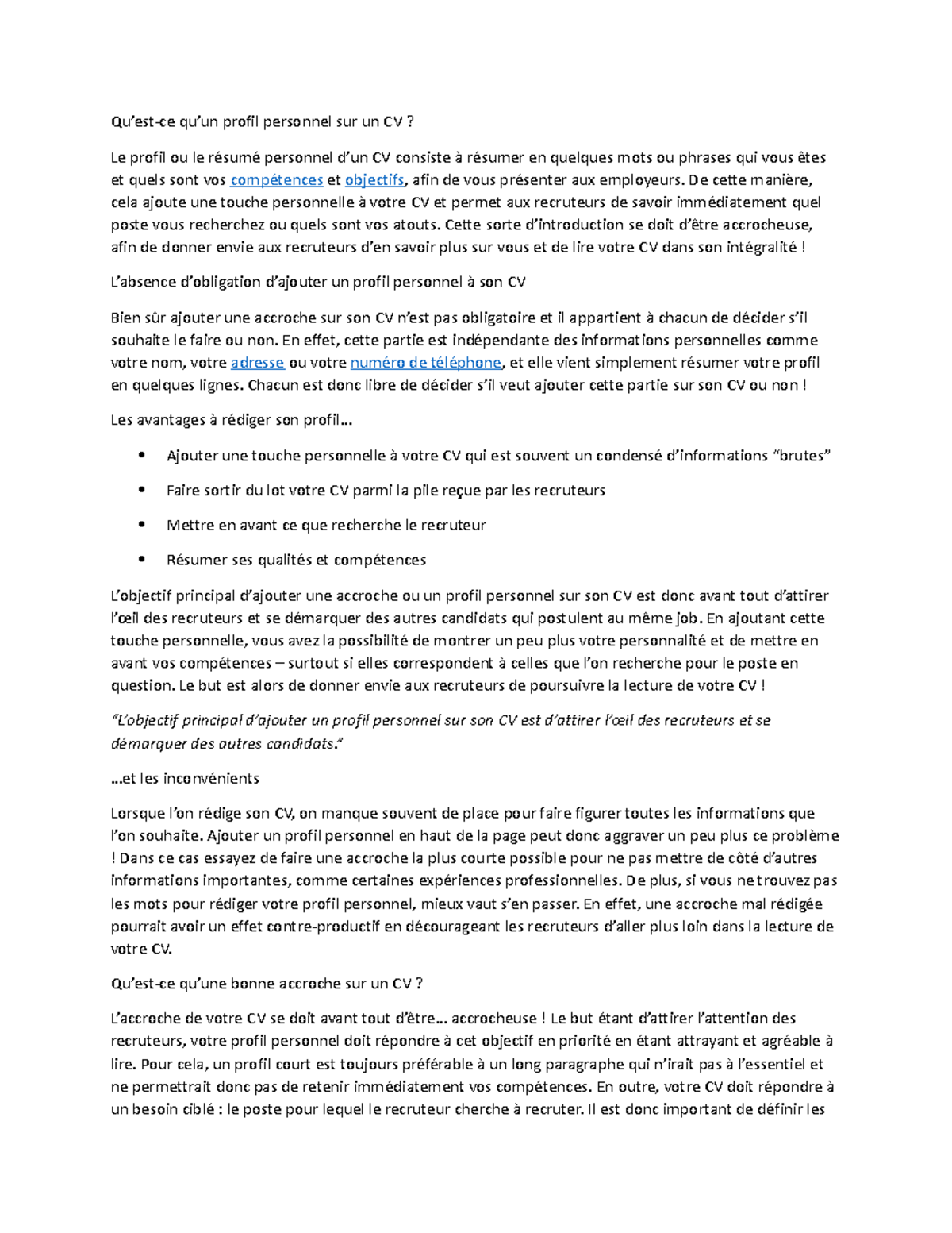 Cv fiche 2 - vivement intéressé par la découverte et le partage - Qu ...