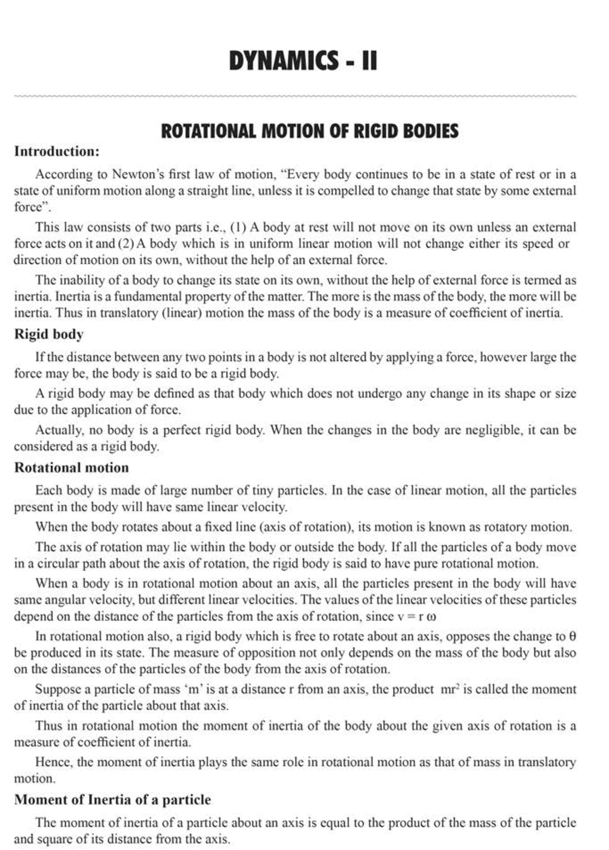 Engineering physics 1 'Rotation motion of rigid bodies' - Physics - Studocu