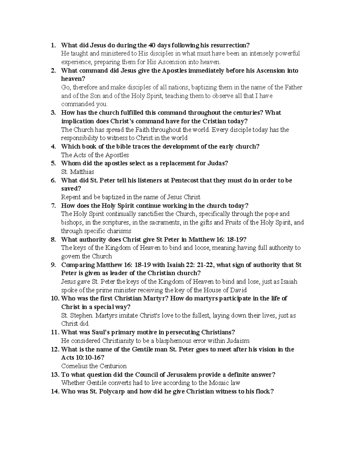 Church study questions - What did Jesus do during the 40 days following ...