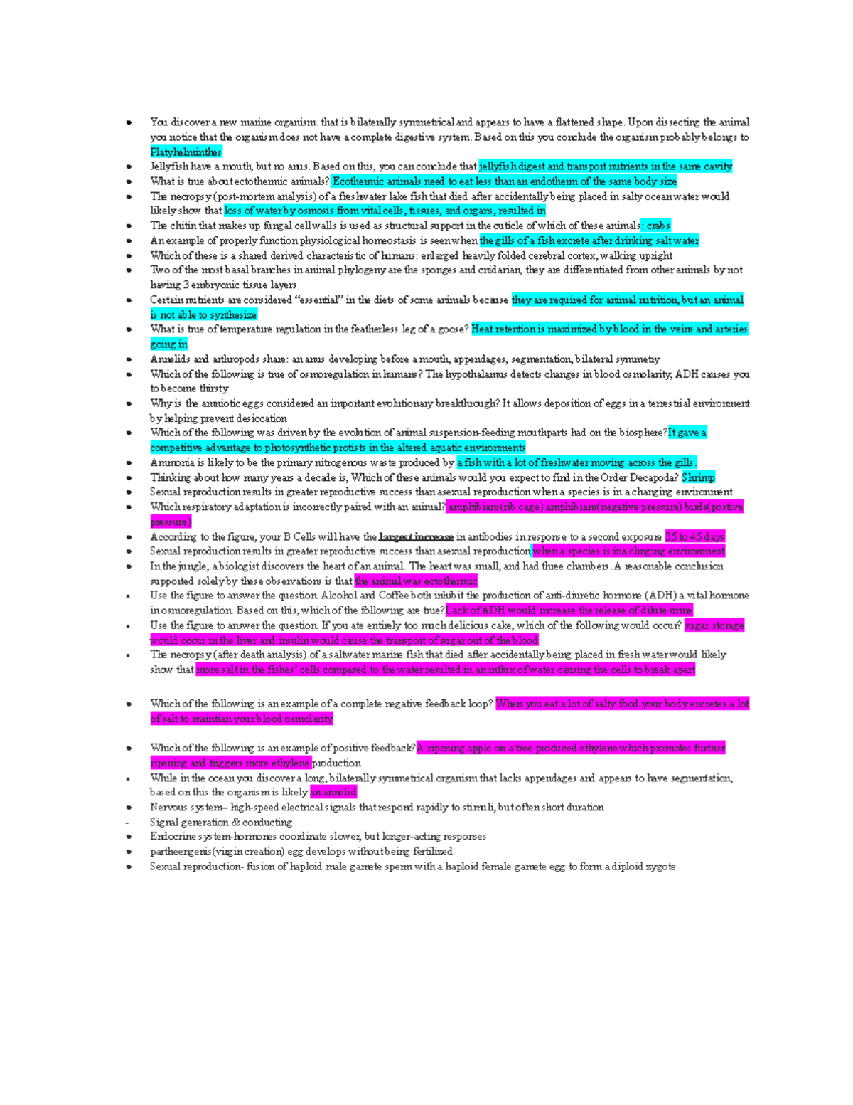 Cheat sheet 4 - notes to use for test - You discover a new marine ...
