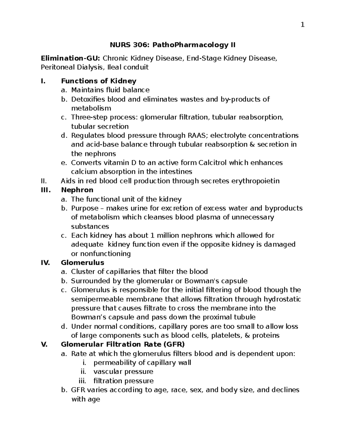 CH - 48 and 49 Renal - NURS 306: PathoPharmacology II Elimination-GU ...