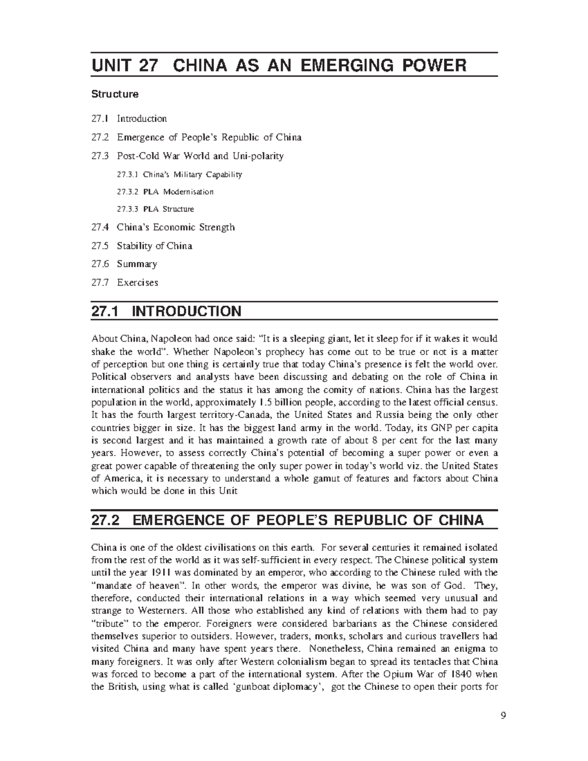 Unit-27 China as an Emerging Power - UNIT 27 CHINA AS AN EMERGING POWER ...