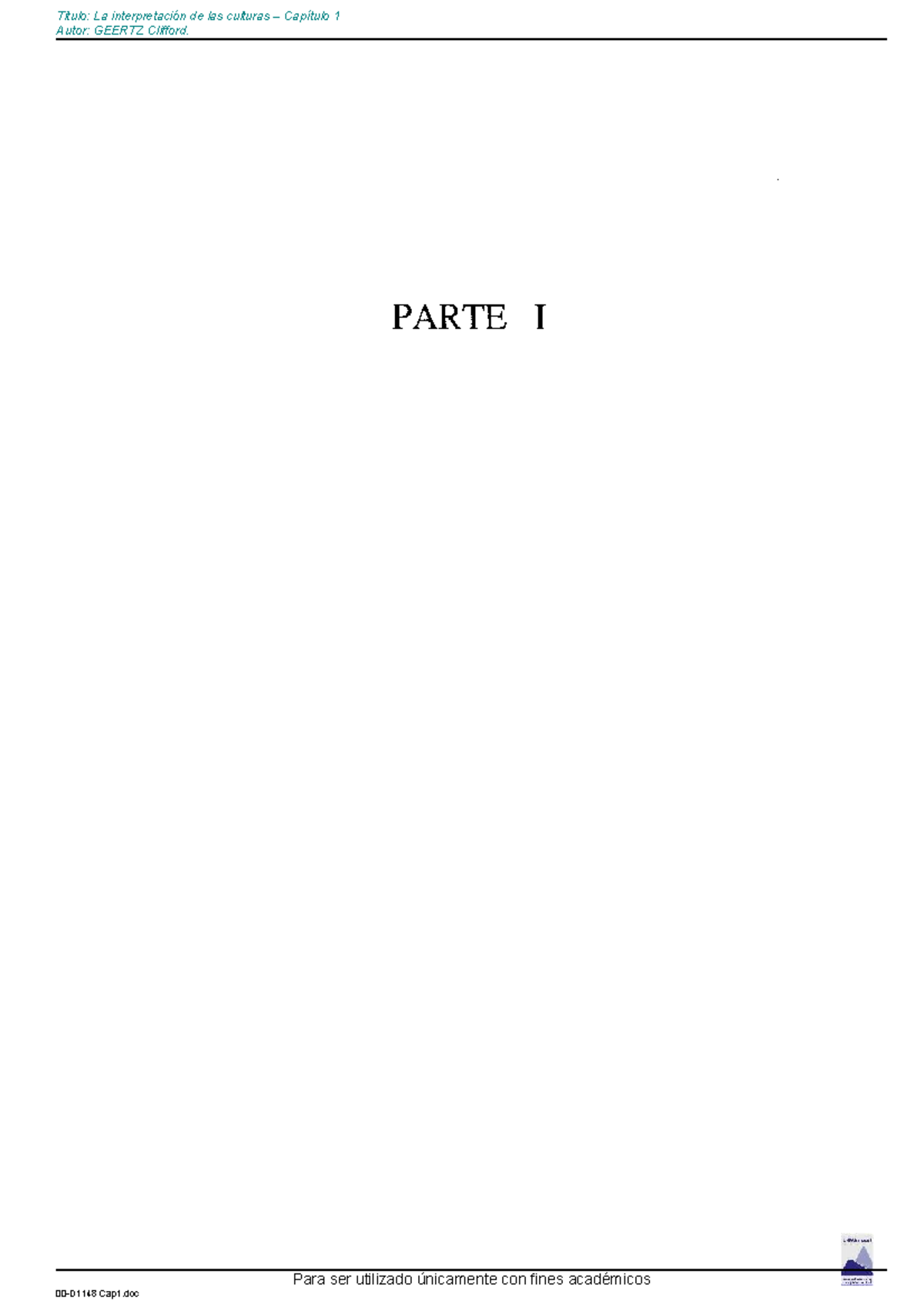 00-D1148 Cap1 descricion densa - Autor: GEERTZ Clifford. Para ser ...