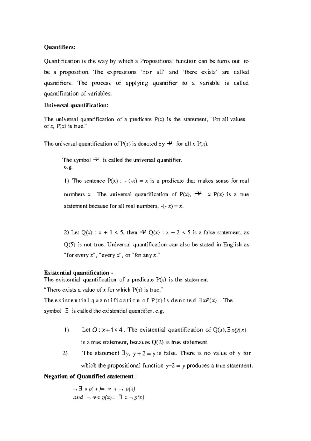 Discrete Mathematics Lecturer Notes PDF-6 - Quantifiers: Quantification ...